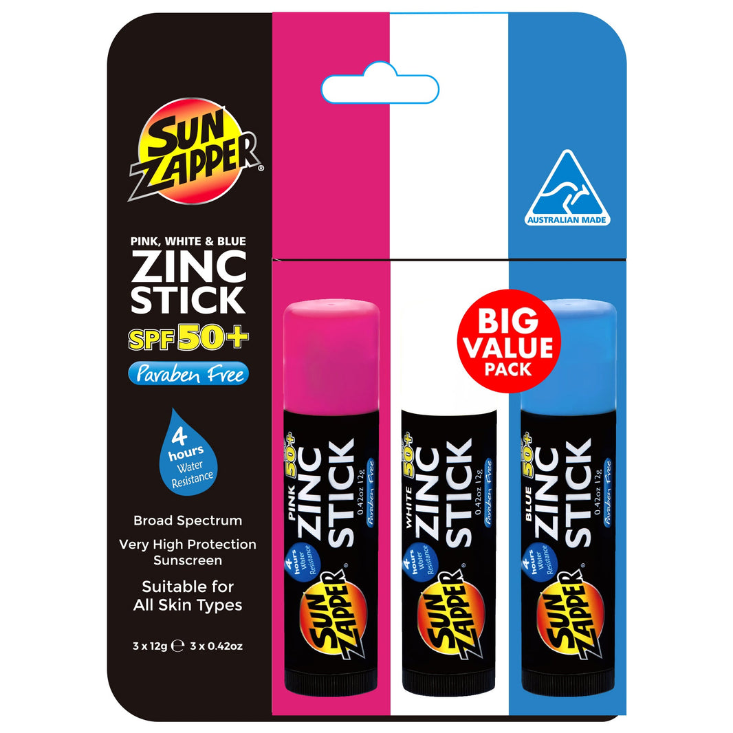 Zinc Sticks - 3-Pack: Pink, White & Blue - SPF 50+